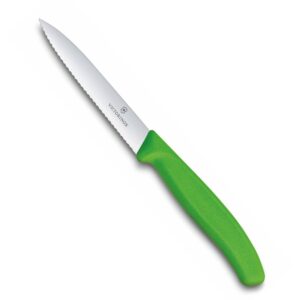 victorinox 6.7736.l4 swiss classic paring knife for cutting and preparing fruit and vegetables serrated blade in green 3.9 inches