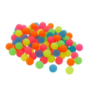 juvale 100 pack bouncy balls for kids bulk - 1 inch/ 25mm rubber super bounce balls for birthday party favors, prizes, gifts (neon)