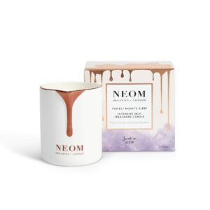 neom - intensive skin treatment candle | 4.93 fl oz (140gr) | lavender, chamomile & patchouli | massage oil candle for sleep | 100% natural fragrances | nourish & soften | signature sleepy scent