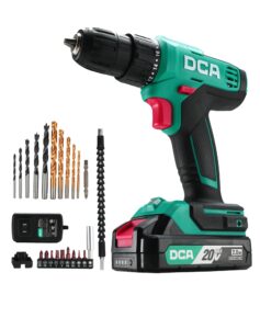 dca cordless drill set, 336 in-lbs torque, 3/8" keyless chuck, electric power drill with 2.0ah battery and charger,18+1 position,25-piece 20v drill driver kit, adjz2035