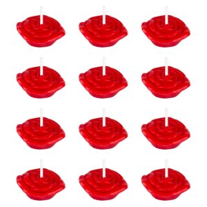 mega candles 12 pcs unscented red floating rose petals flower candle, hand poured paraffin wax candles 1.5 inch diameter, home décor, wedding receptions, baby showers, birthdays, parties & more