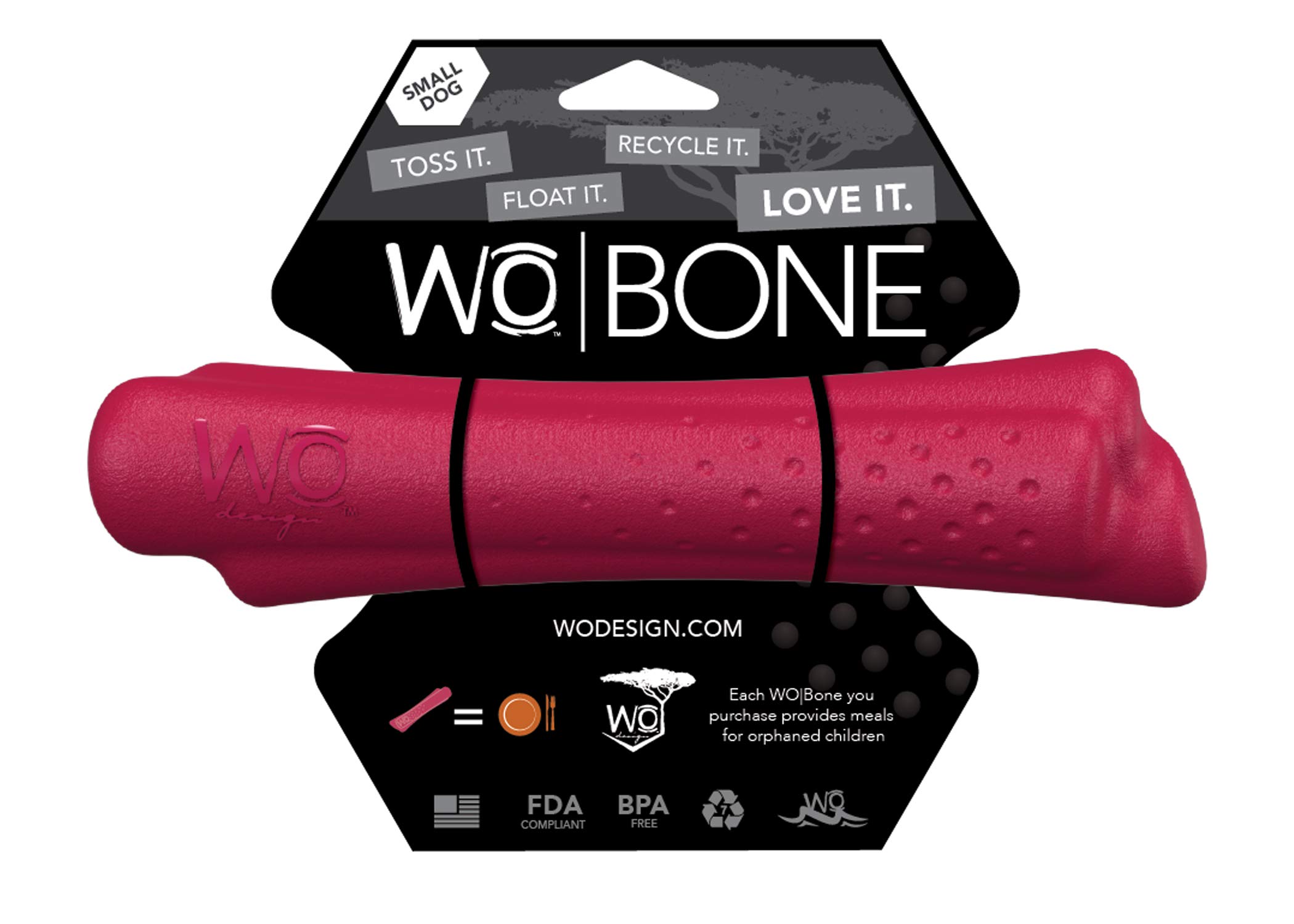 Wo Bone Dog Toy Cranberry Small