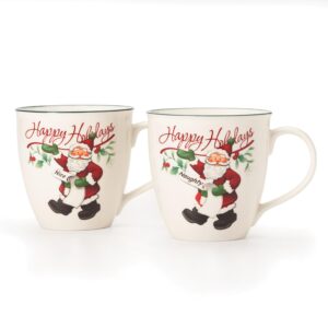 pfaltzgraff winterberry mug porcelain naughty and nice (set of 2), 20 oz, assorted -