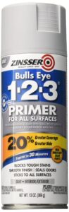 zinsser 290971 bulls eye 1-2-3 all surface spray primer, 13 oz, gray