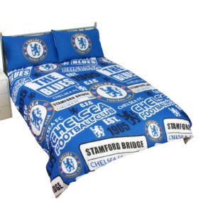 chelsea official patch double duvet cover set blue by chelsea f.c.