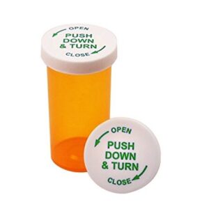 Plastic Prescription Vials/bottles 24 Pack W/caps Child Resistant Push Down and Turn 16 Dram Size