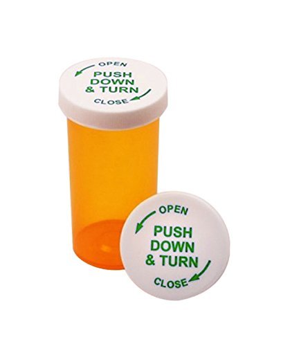 Plastic Prescription Vials/bottles 24 Pack W/caps Child Resistant Push Down and Turn 16 Dram Size