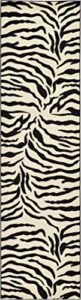 unique loom wildlife collection animal inspired with zebra design area rug, 2 ft 7 in x 10 ft, ivory/black