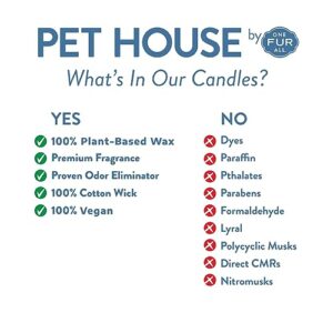 One Fur All Pet House Candle Plant-Based/Soy Candle - Clean Burning Scented Candles, Long Lasting Pet Odor Candle for Home - Mango Peach