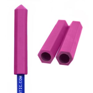 ark's krypto-bite pencil topper chewable tubes - made in usa (3 pack of soft for mild chewing, magenta)