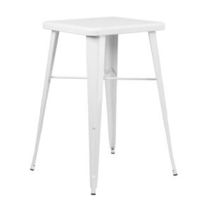 flash furniture aaron commercial grade 23.75" square white metal indoor-outdoor bar height table