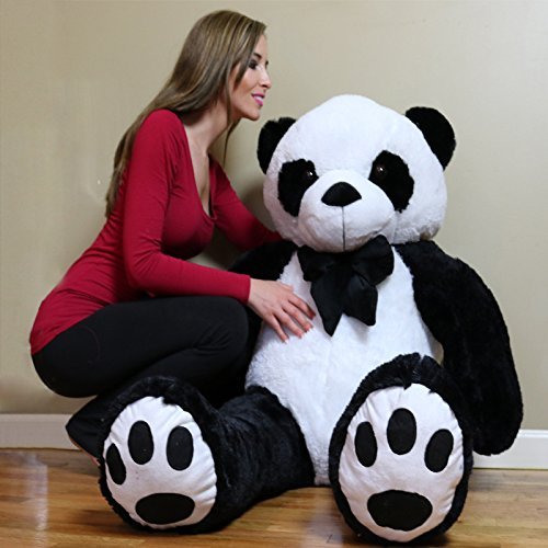 YESBEARS Giant Panda Bear Big 5 Foot Stuffed Animal Stuffed Bear Baby Shower Life Size Large Teddy for Girlfriend Wife Children Valentine's Day Bear (Pillow Included)