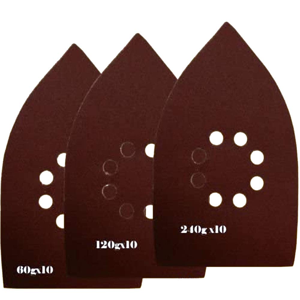 30 Assorted (60/120/240 Grits) Large Mouse Detail Sander Sandpaper Sanding Paper Hook & Loop Assorted 60 80 120 180 240 320 Grits for Black and Decker Mega Mouse Cyclon Sandstorm Craftsman