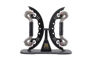 wuu jau h-7035-bk dual fantasy dragon knife display, 11", black