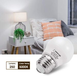 L LOHAS LED LH-BL-3W-5000k-6 G14(with UL Listed) 3W (25W Equivalent), LED Tiny, Small Night Bulbs 120V for Bedroom Ceiling Fan Table Lamp Light, 6 Count (Pack of 1), Daylight 5000K, E26 Base