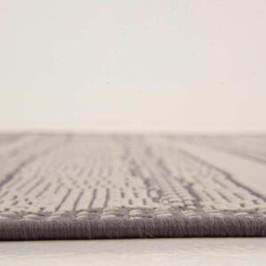 Unique Loom Outdoor Border Collection Area Rug - Lines (6' 1" Square, Gray/ Silver)