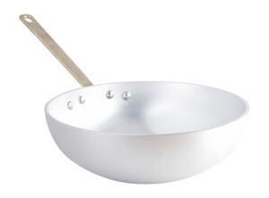 ottinetti 32cm "donna" brushed aluminium wok with flat bottom, medium, silver