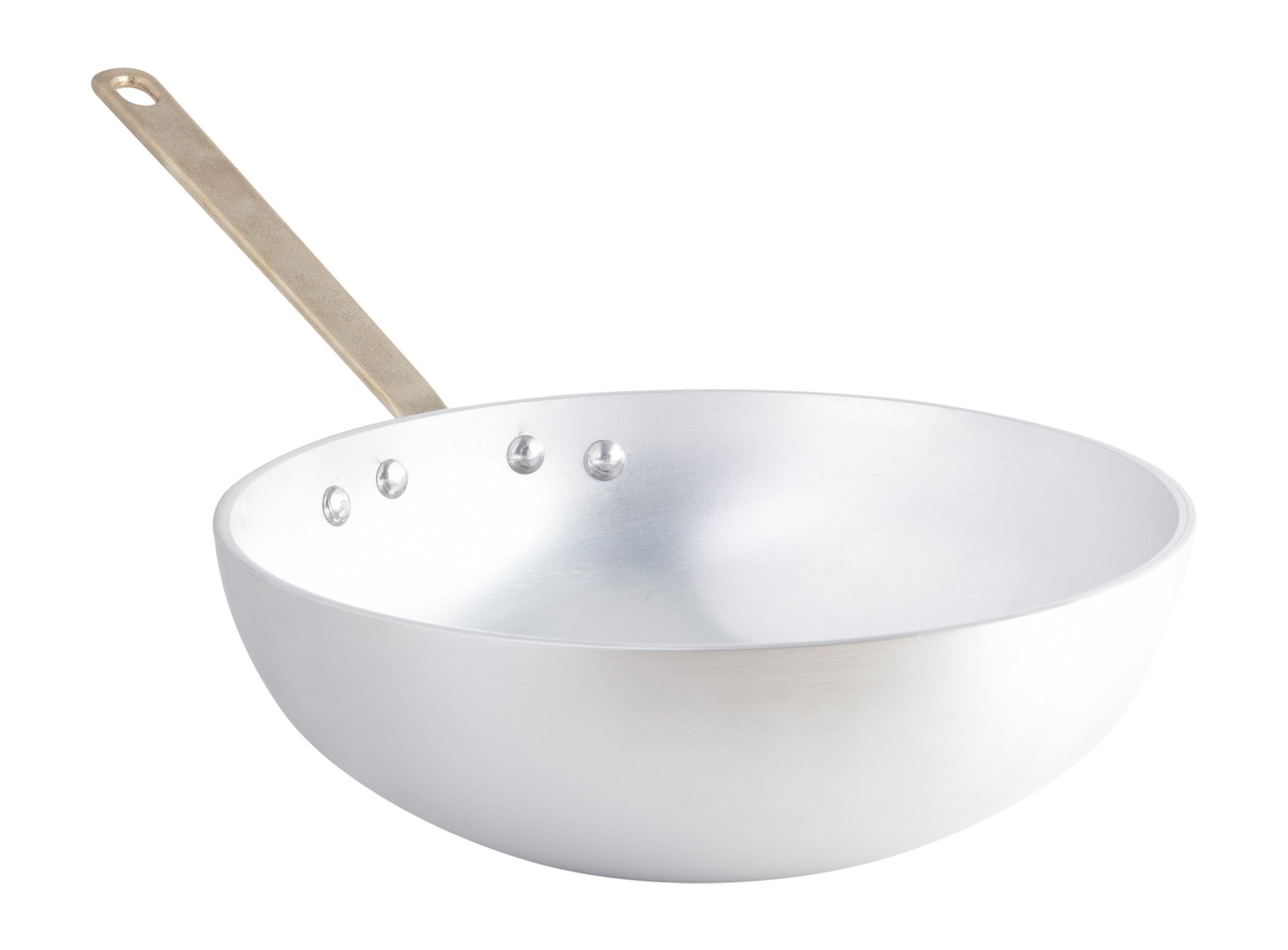 Ottinetti 32cm "Donna" Brushed Aluminium Wok With Flat Bottom, Medium, Silver