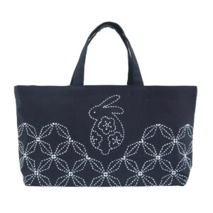 olympus thread sk310 sashiko kit, mini tote bag, rabbit and hanabishi