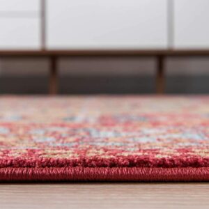 Unique Loom Palace Collection Area Rug - Saray (5' 1" x 8' Rectangle, Navy Blue/ Rust Red)