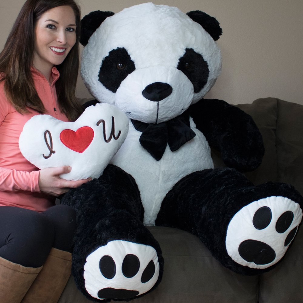 YESBEARS Giant Panda Bear Big 5 Foot Stuffed Animal Stuffed Bear Baby Shower Life Size Large Teddy for Girlfriend Wife Children Valentine's Day Bear (Pillow Included)