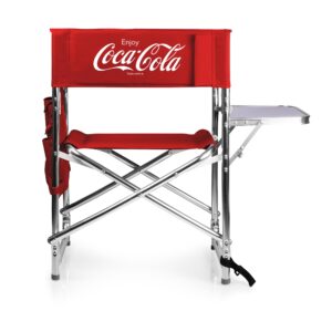 picnic time coca-cola enjoy coke sports chair with side table, beach chair, camp chair for adults, (red)