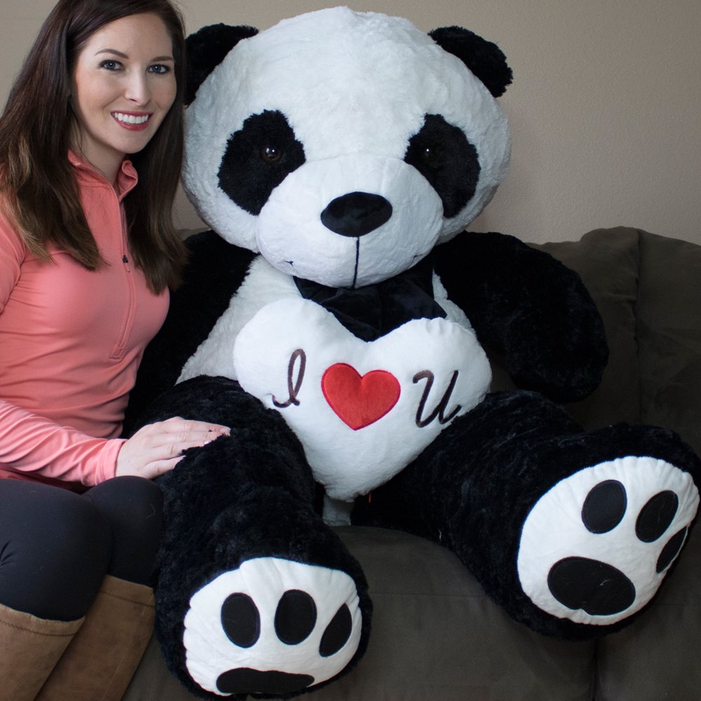 YESBEARS Giant Panda Bear Big 5 Foot Stuffed Animal Stuffed Bear Baby Shower Life Size Large Teddy for Girlfriend Wife Children Valentine's Day Bear (Pillow Included)