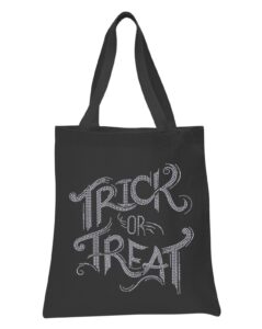 crystalsrus black trick or treat halloween rhinestone tote bag trick or treat tote bag party gift sweet bag fancy dress ghost