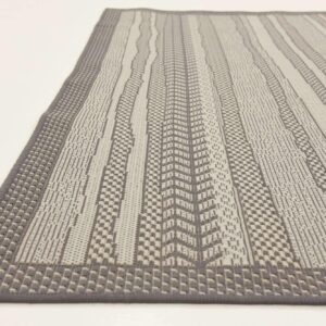 Unique Loom Outdoor Border Collection Area Rug - Lines (6' 1" Square, Gray/ Silver)