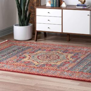 Unique Loom Palace Collection Area Rug - Saray (5' 1" x 8' Rectangle, Navy Blue/ Rust Red)