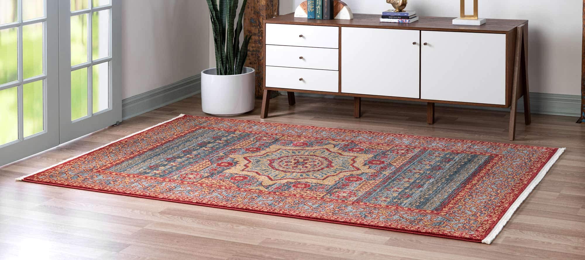 Unique Loom Palace Collection Area Rug - Saray (5' 1" x 8' Rectangle, Navy Blue/ Rust Red)