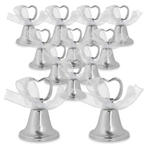 super z outlet silver bell place card holders for table numbers, restaurant menu, weddings, party decoration (12 pack)