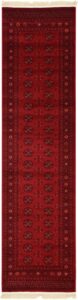 unique loom tekke collection over-dyed saturated traditional torkaman area rug, 2 ft 7 in x 10 ft, red/burgundy