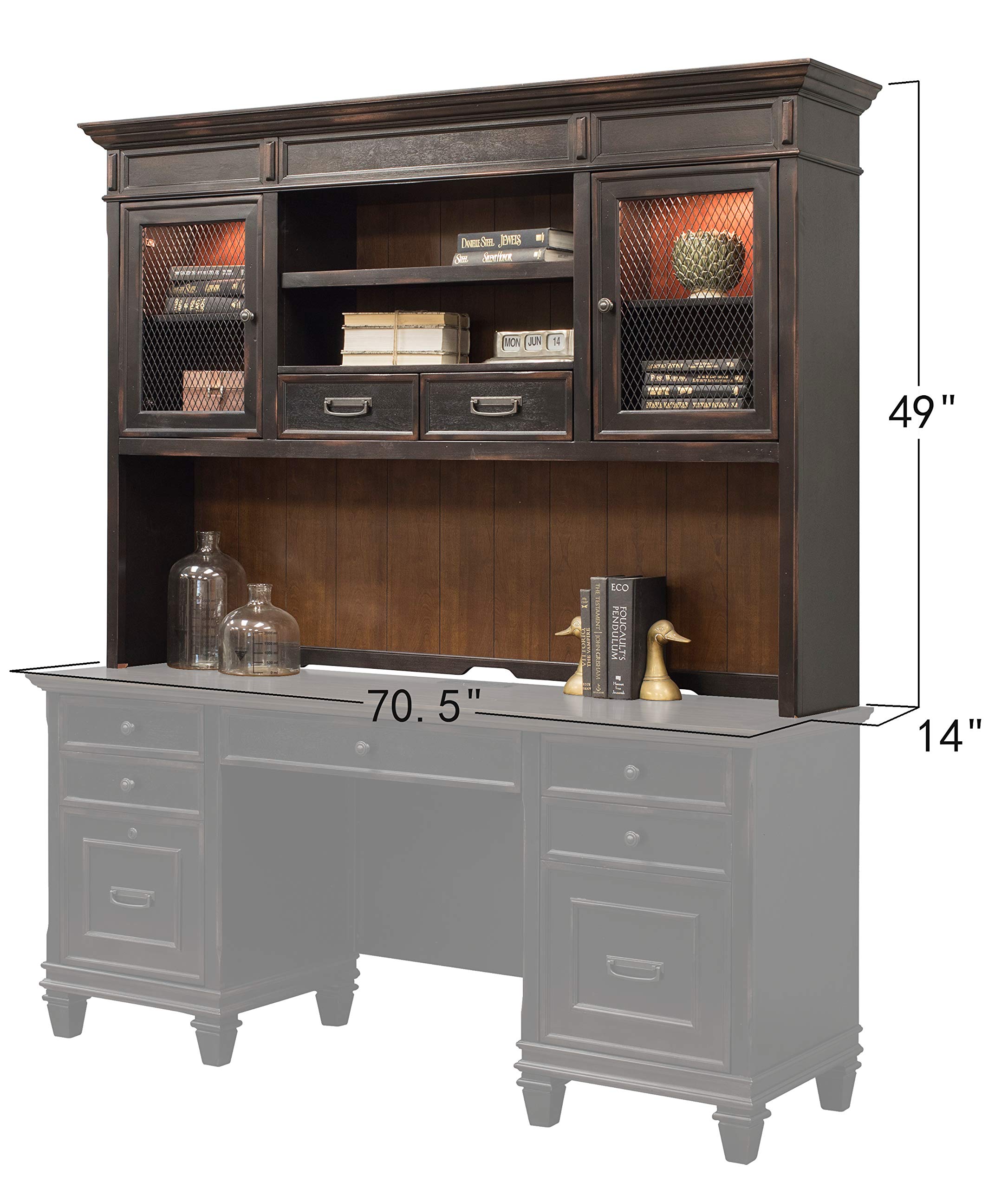 Martin Furniture Hartford Hutch, Brown - Fully Assembled