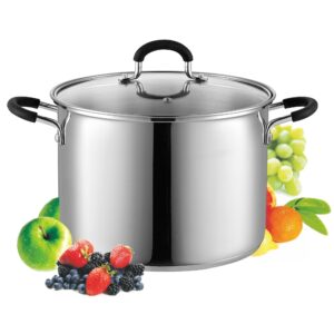 cook n home stockpot sauce pot induction pot with lid professional stainless steel 8 quart , dishwasher safe with stay-cool handles , silver