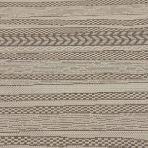 Unique Loom Outdoor Border Collection Area Rug - Lines (6' 1" Square, Gray/ Silver)