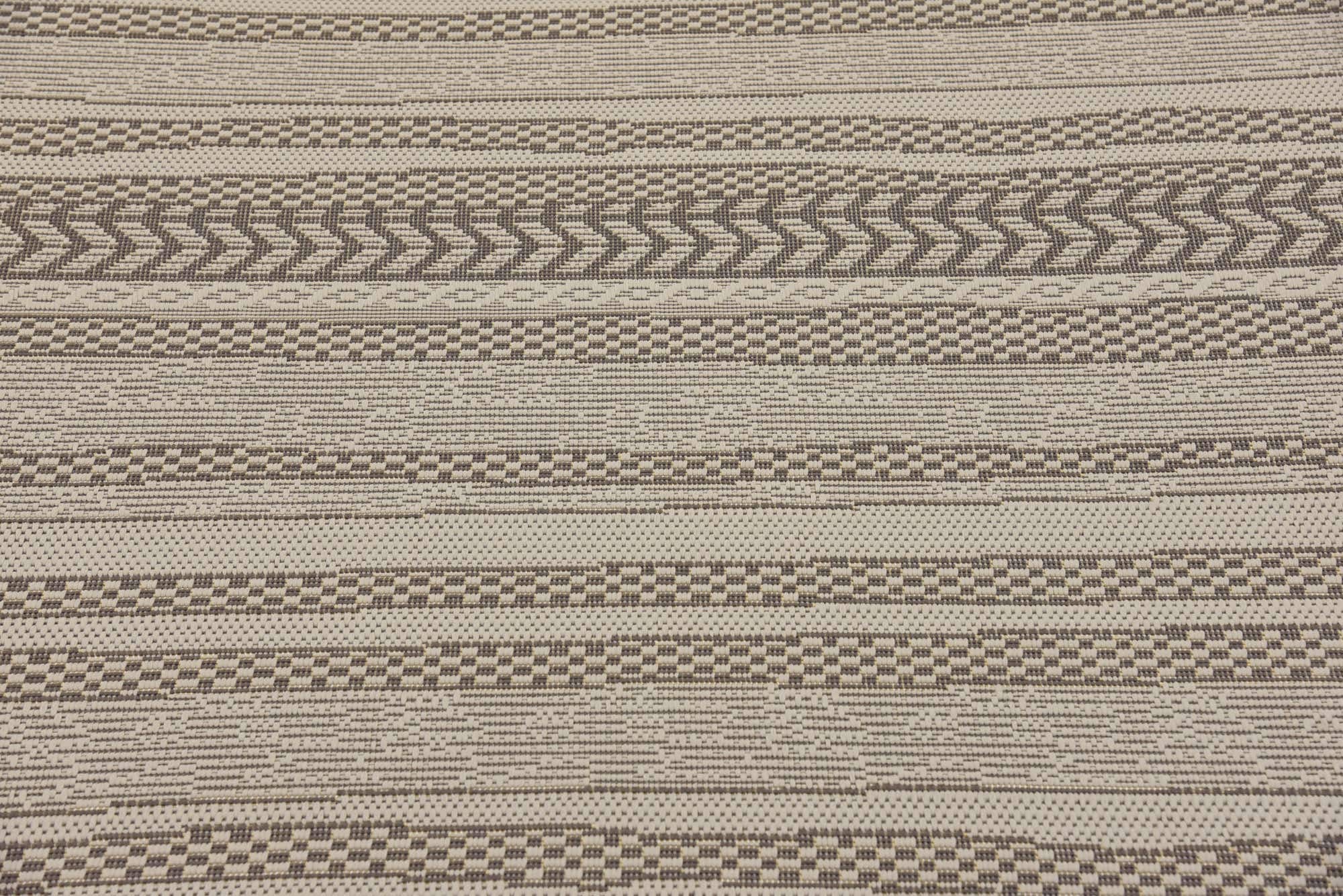 Unique Loom Outdoor Border Collection Area Rug - Lines (6' 1" Square, Gray/ Silver)