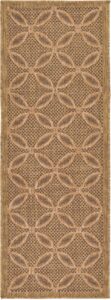 unique loom outdoor trellis collection area rug - spiral (2' 2" x 6' 1" runner, light brown/ brown)