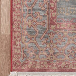 Unique Loom Palace Collection Area Rug - Saray (5' 1" x 8' Rectangle, Navy Blue/ Rust Red)