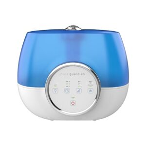 pureguardian h4810ar ultrasonic warm and cool mist humidifier for bedrooms, quiet, filter-free, 120 hr, 2 gal treated tank surface resists mold, pure guardian humidifier with essential oil tray