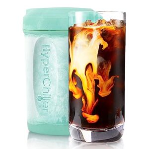 hyperchiller hc1 patented iced coffee/beverage cooler, new, improved,stronger and more durable! ready in one minute, reusable for iced tea, wine, spirits, alcohol, juice, 12.5 oz, mint