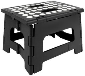 stepsafe non slip folding step stool for kids and adults with handle- 9 in height, holds up to 300 lb! (black)