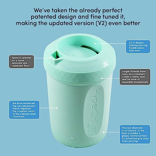 HyperChiller HC1 Patented Iced Coffee/Beverage Cooler, NEW, IMPROVED,STRONGER AND MORE DURABLE! Ready in One Minute, Reusable for Iced Tea, Wine, Spirits, Alcohol, Juice, 12.5 Oz, Mint