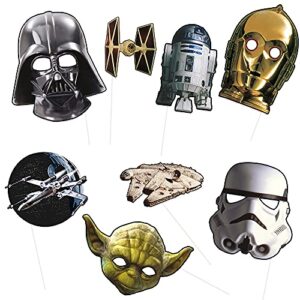 star wars photo booth props (pack of 8) - multicolor cardboard - ultimate party accessory for kids' birthdays & themed events