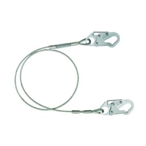 falltech 8306 restraint lanyard - single leg, 1/4" galvanized wire cable with 2 snap hooks, 6', natural