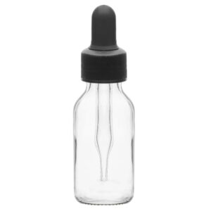 eisco dropping bottle, 60ml (2oz) - transparent soda glass - screw cap with glass dropper & rubber bulb labs