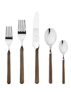 mepra 10m622005 fantasia tabacco 5-piece durable 18/10 stainless steel american style flatware cutlery set for fine dining, dishwasher safe, service for 1