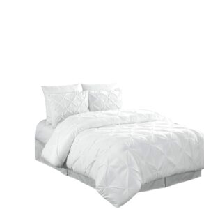 chezmoi collection berlin 3-piece pintuck duvet cover set (king, white)