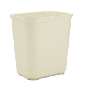 rubbermaid 254300bg fire-resistant wastebasket, rectangular, fiberglass, 7gal, beige