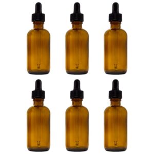 greenhealth 2 fl oz amber glass bottle with glass dropper (6 pack)